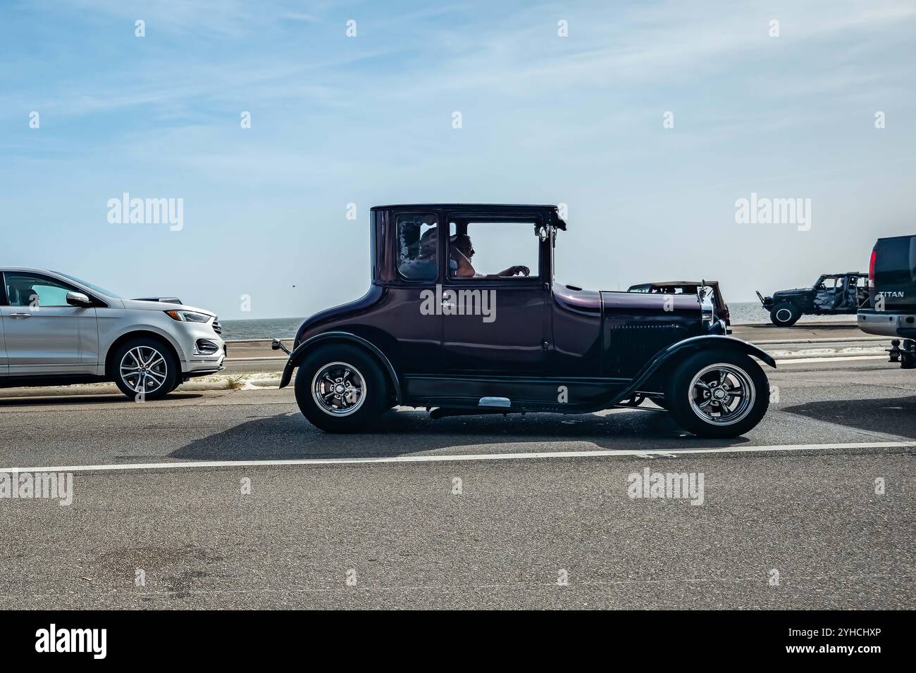 Gulfport, MS - October 04, 2023: Wide angle side view of a 1926 Ford ...