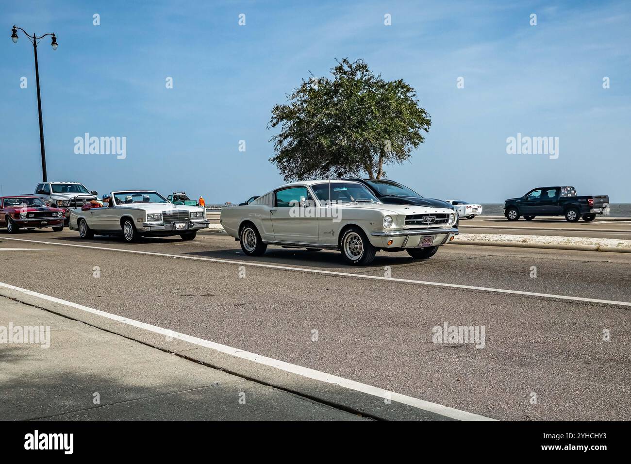 Gulfport, MS - October 04, 2023: Wide angle front corner view of a 1965 ...
