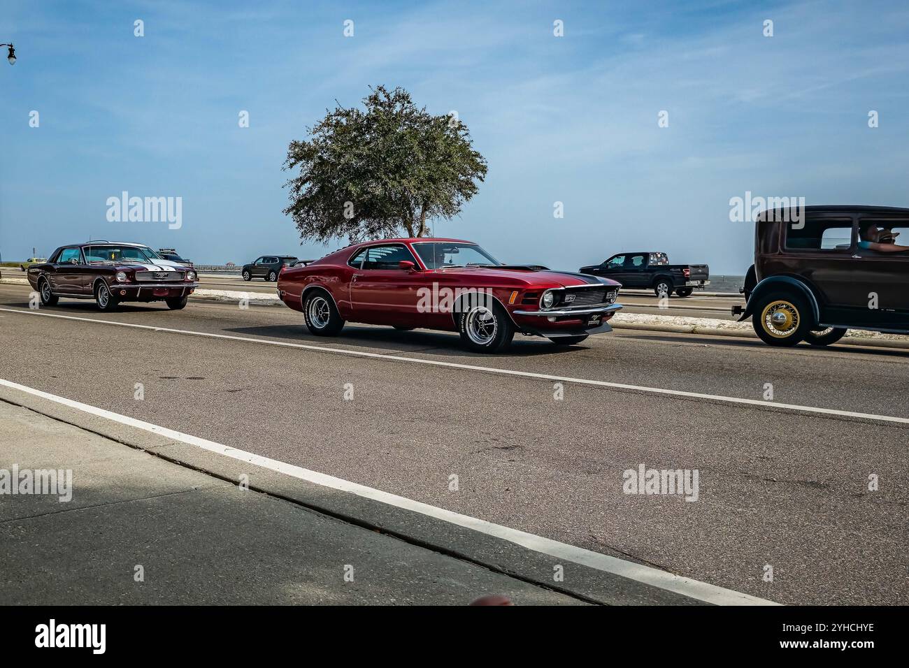 Gulfport, MS - October 04, 2023: Wide angle front corner view of a 1970 ...