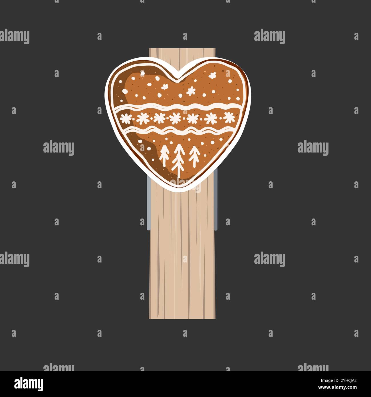 Small Wooden Clothes Peg decorated with gingerbread heart cookie ...