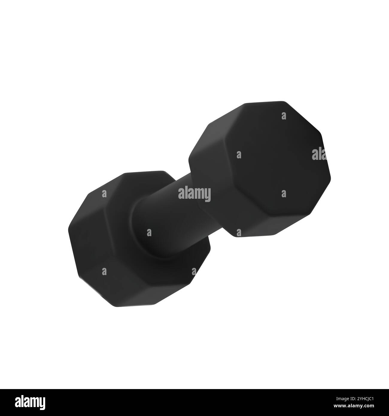 3d icon of black dumbbell isolated on white background. Minimal fitness ...