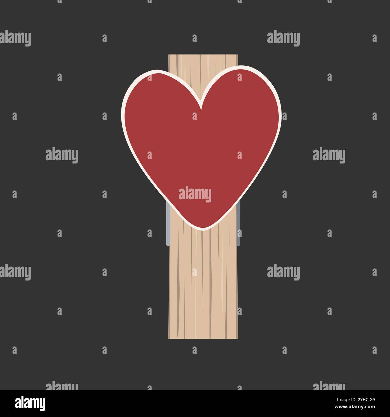 Small Wooden Clothes Peg decorated with cute heart. Isolated design ...