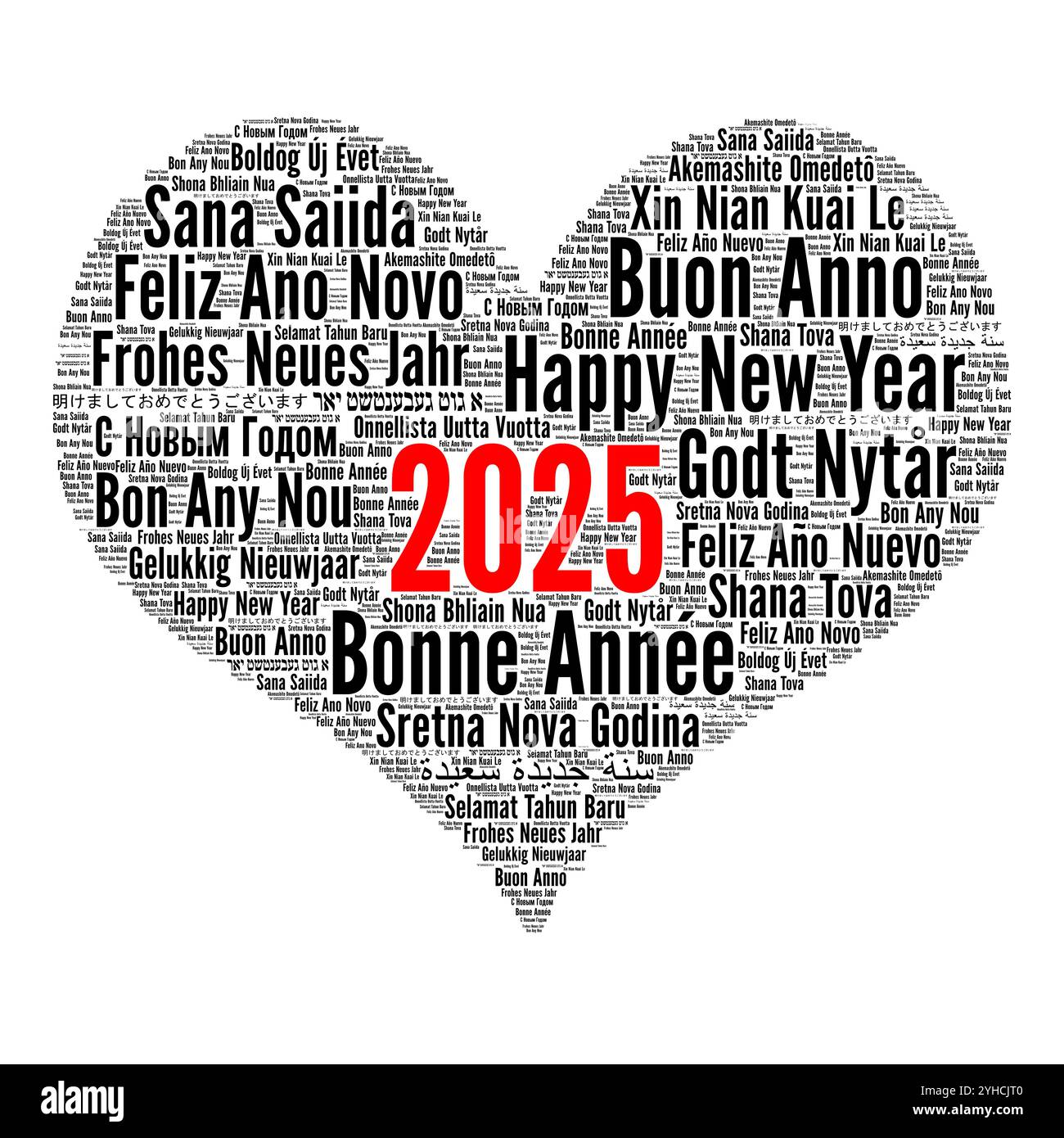 Happy New Year 2025 in different languages Stock Photo - Alamy