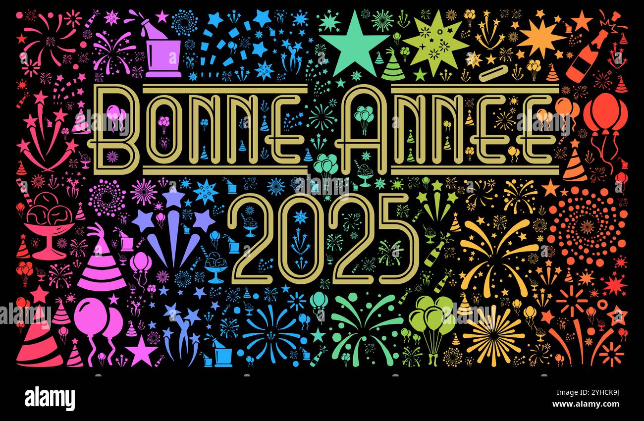Happy New Year 2025 in French language Stock Photo - Alamy