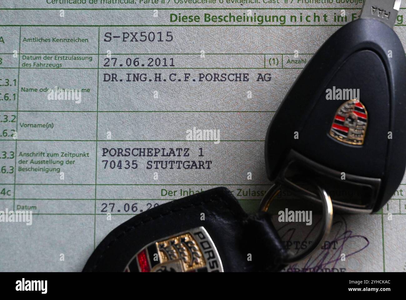 Porsche AG Stuttgart, KFZ - Brief und Autoschlüssel *** Porsche AG ...