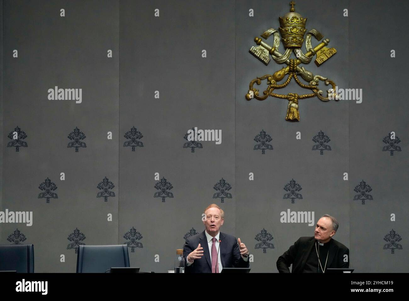 Cardinal Mauro Gambetti, right, and Microsoft's vice-Chairman and ...