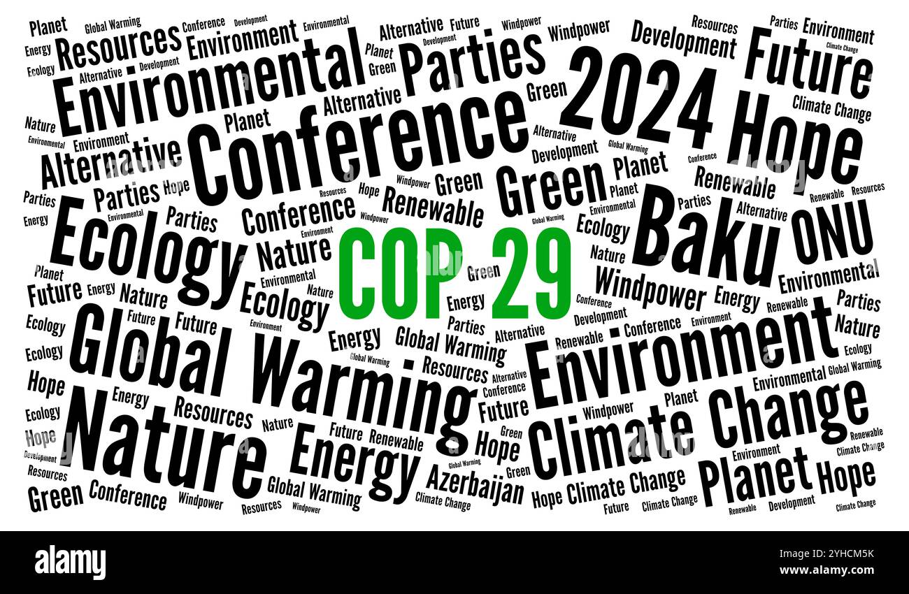COP 29 in Baku Azerbaijan world cloud Stock Photo - Alamy