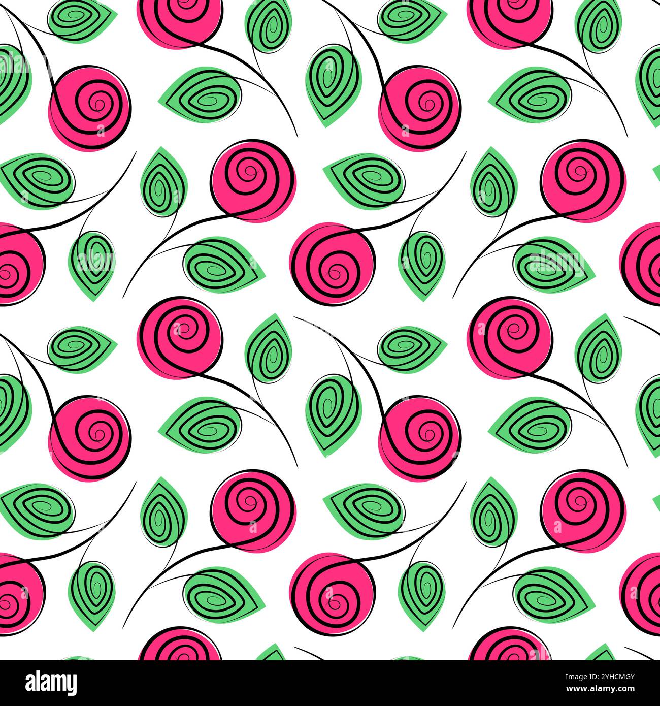 Abstract Roses Seamless Pattern in trendy spring colors. Floral ...