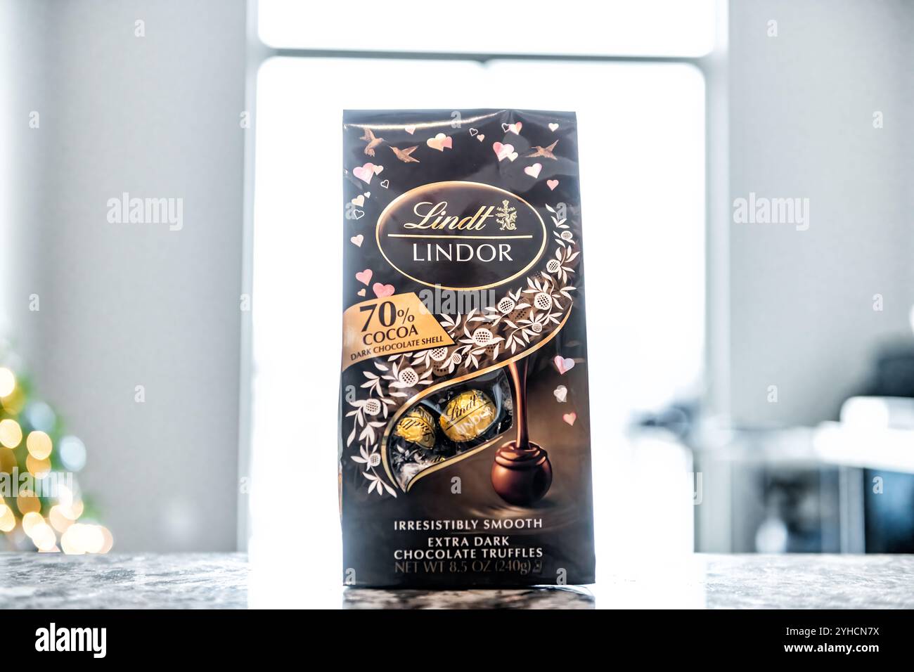 Avon, USA - January 7, 2022: Closeup of packaged food store brand of ...