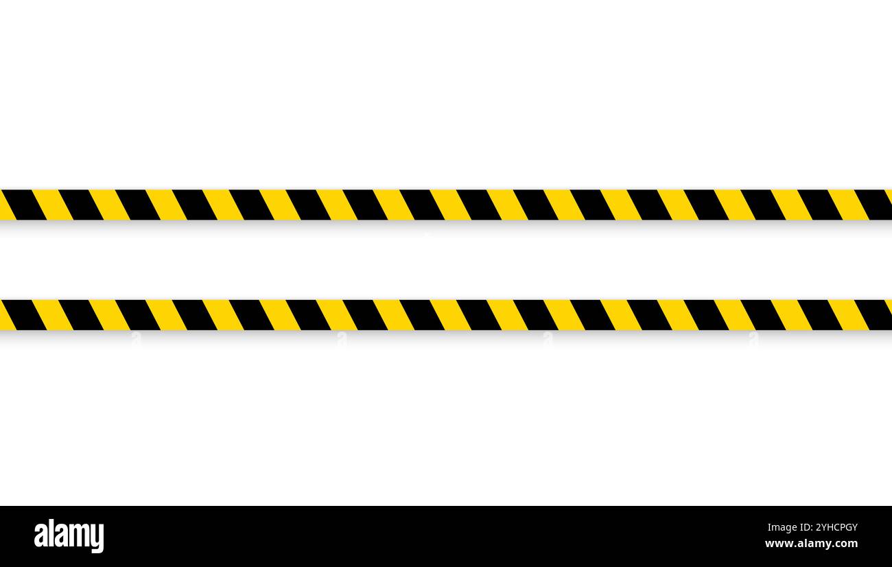 Caution tape. Warning stop line with yellow and black diagonal stripes. Vector emergency concept ...