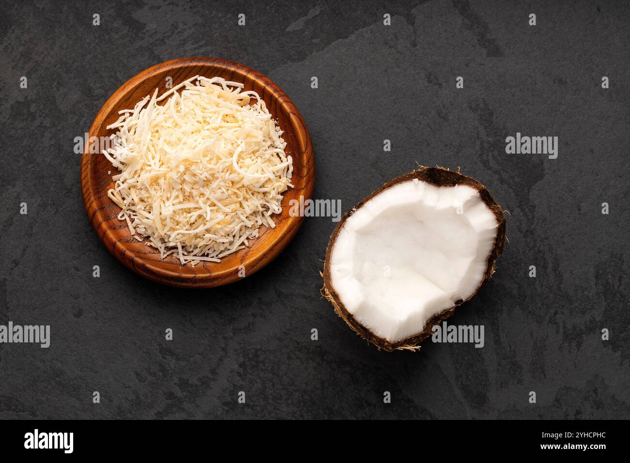 Dehydrated coconut flakes with sugar - Cocos nucifera Stock Photo - Alamy