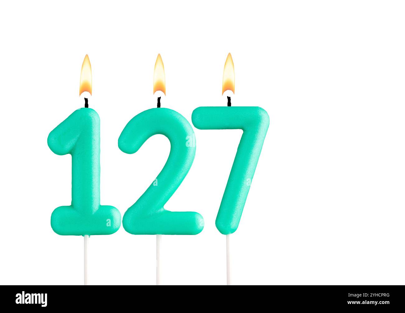 Green birthday candle on white background - Candle number 127 Stock ...