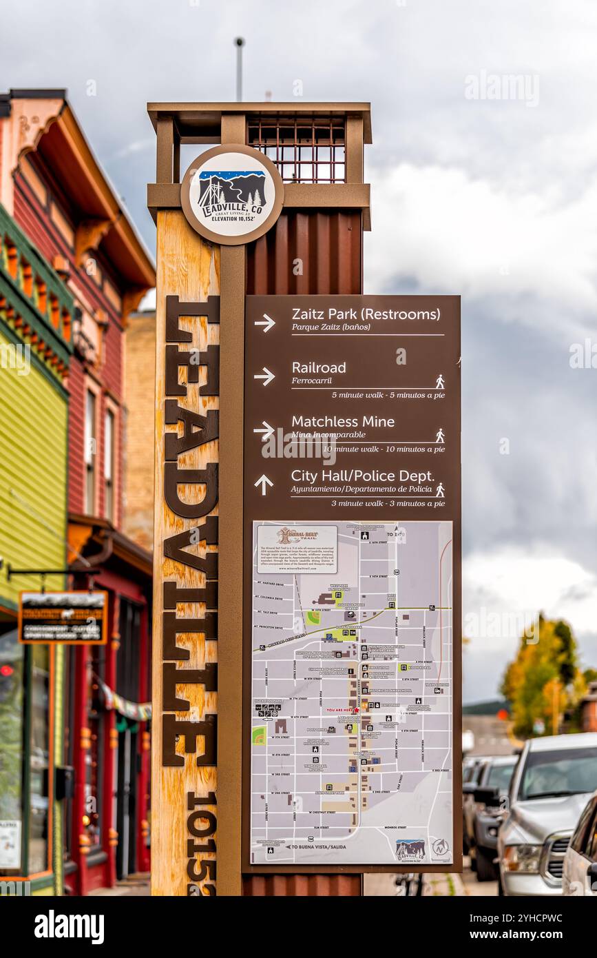 Leadville, USA - September 29, 2022: Colorado mining town street road ...