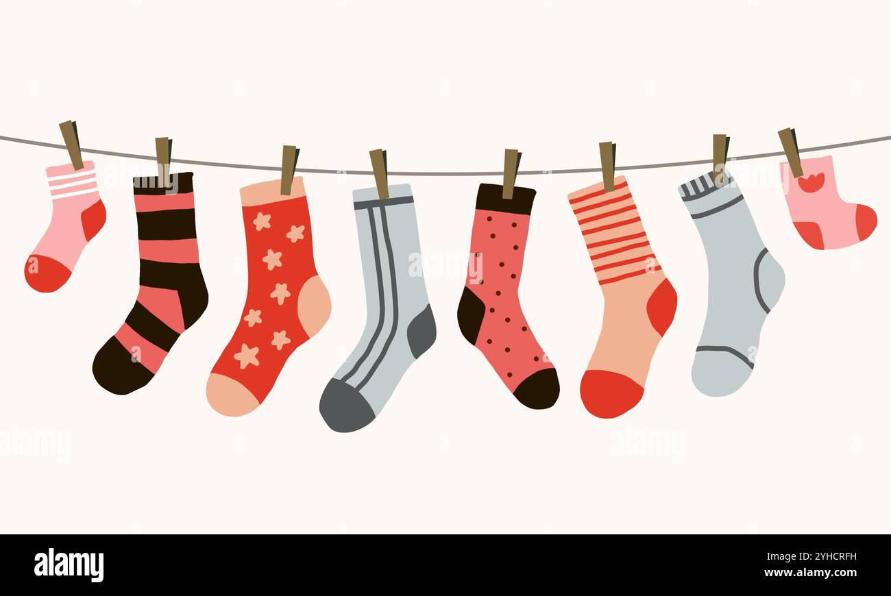 Socks doodle set collection hi-res stock photography and images - Alamy