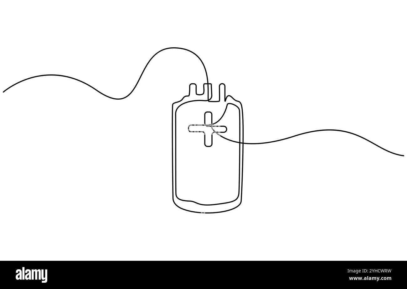 continuous line drawing of blood bag.one line drawing of medical blood ...