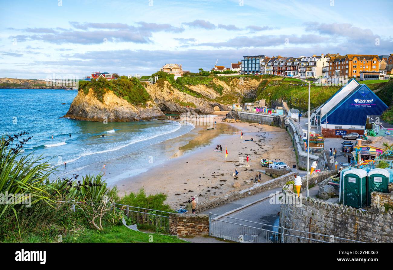 Towan beach is the most sheltered of the beaches in Newquay, Cornwall ...