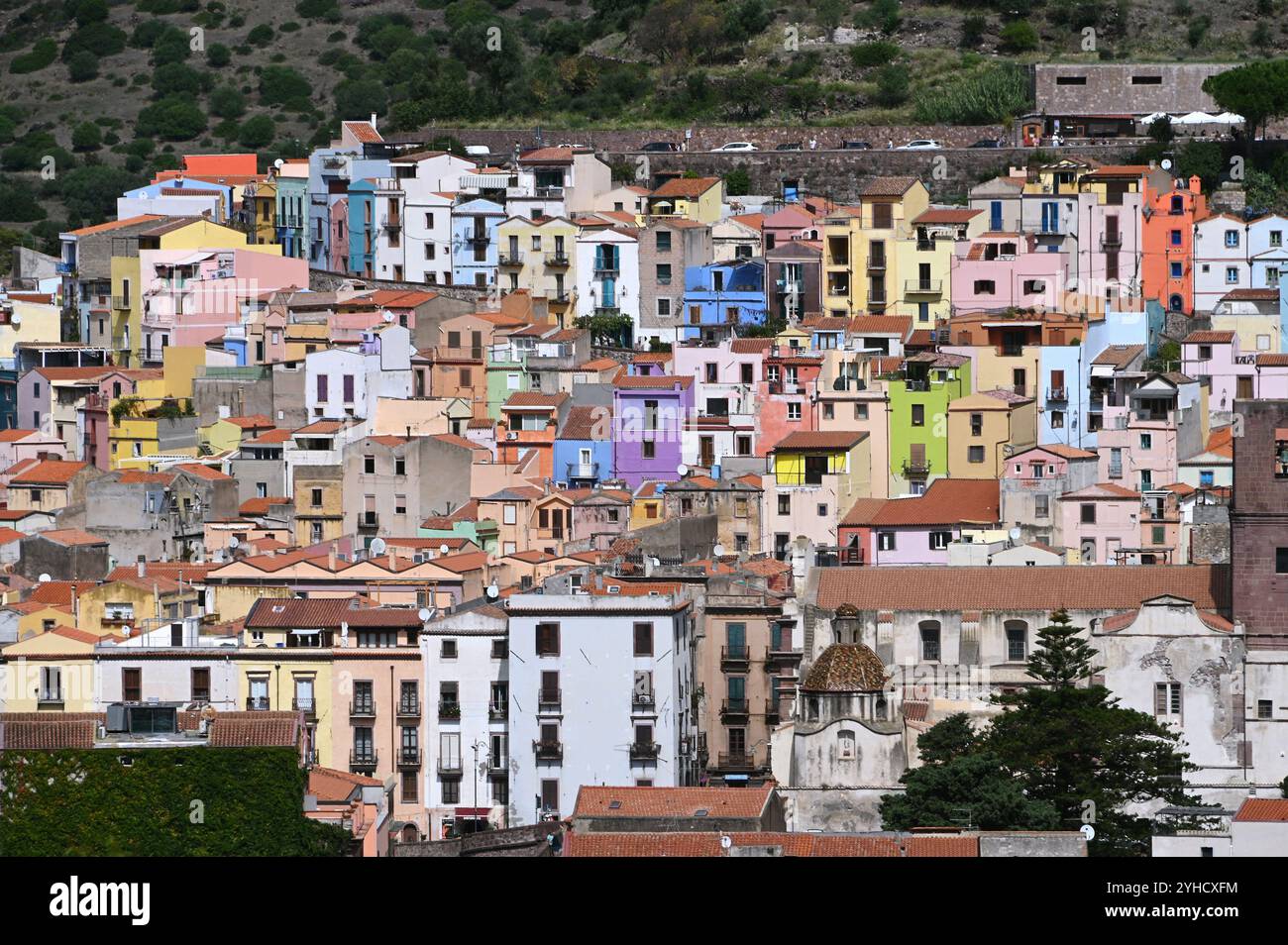 Colorful houses of Bosa in the province of Oristano, Sardinia, Italy ...