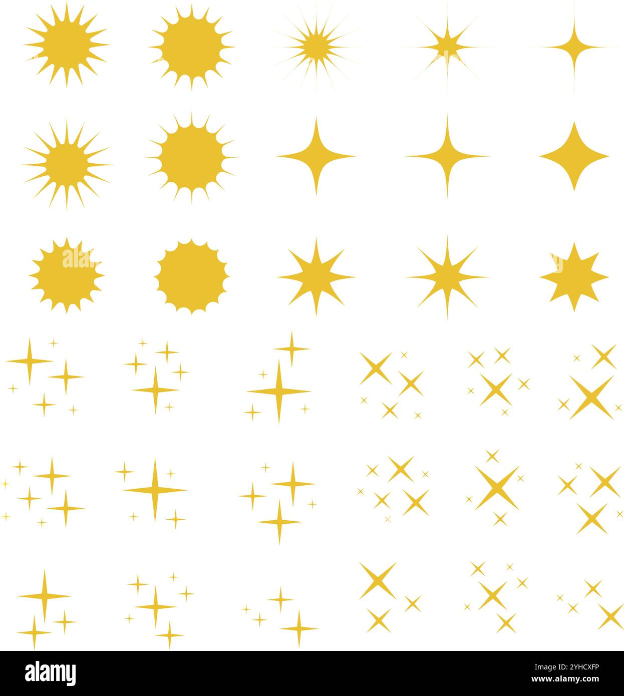Yellow or gold stars sparkle icon vector collection Stock Vector Image ...