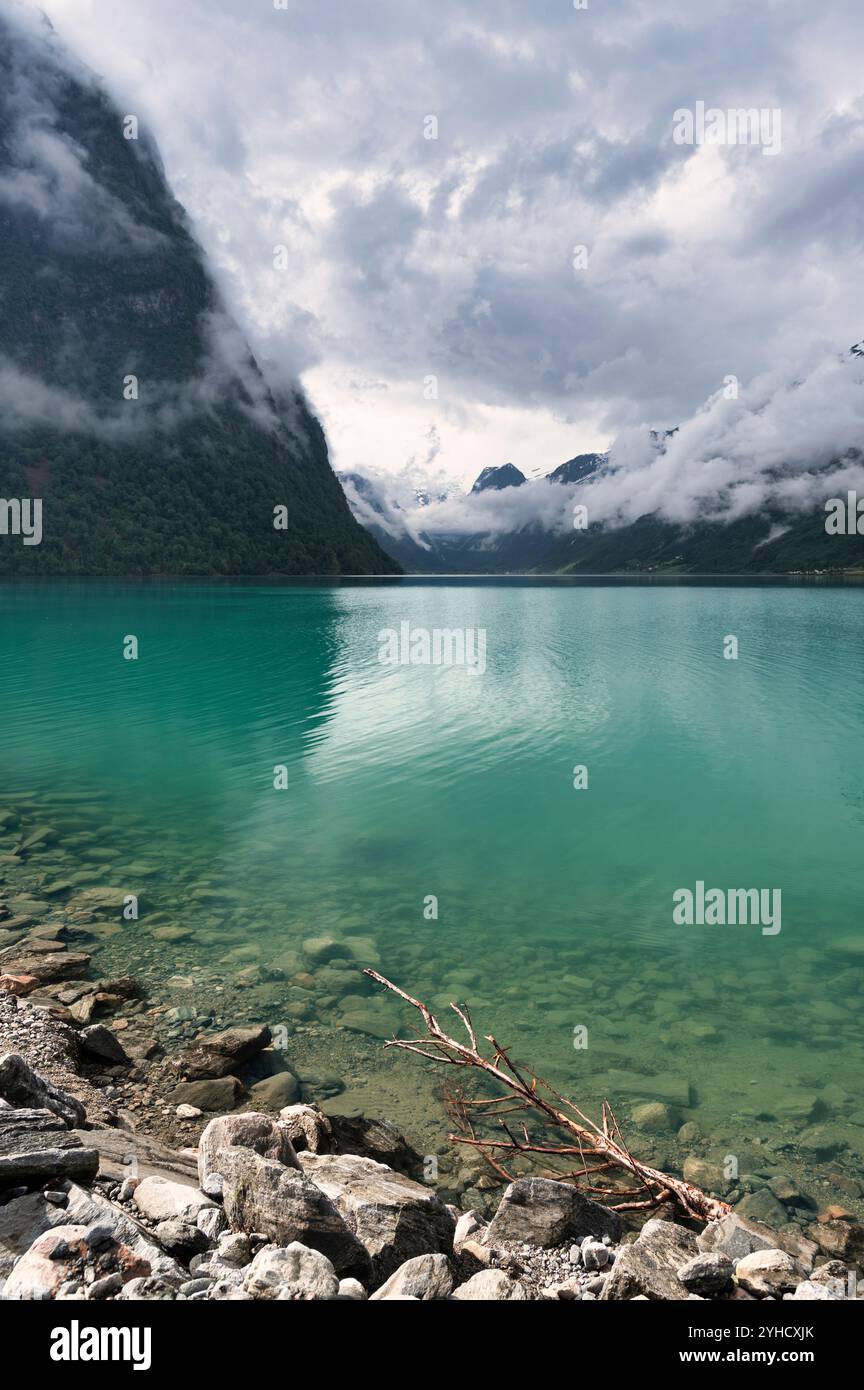 Norwegian mountain lake, located near the town of Olden. The lake is ...