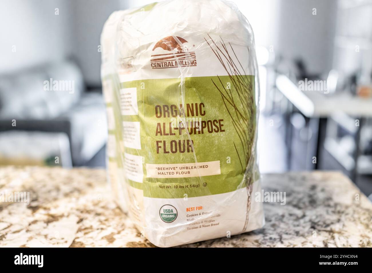 Avon, USA - July 8, 2022: Wheat flour organic all-purpose ingredient ...