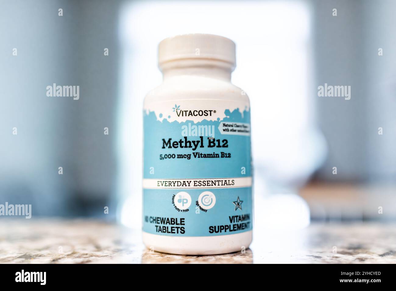 Avon, USA - September 6, 2022: Closeup macro of vitamin b-12 mineral ...