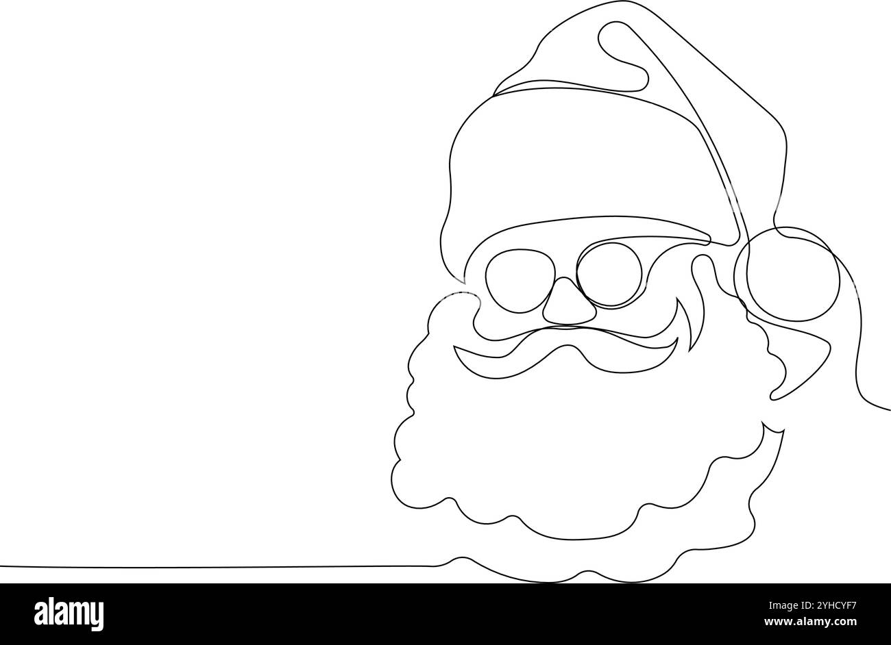 One continuous line drawing Santa Claus on reindeer and sled. concept ...