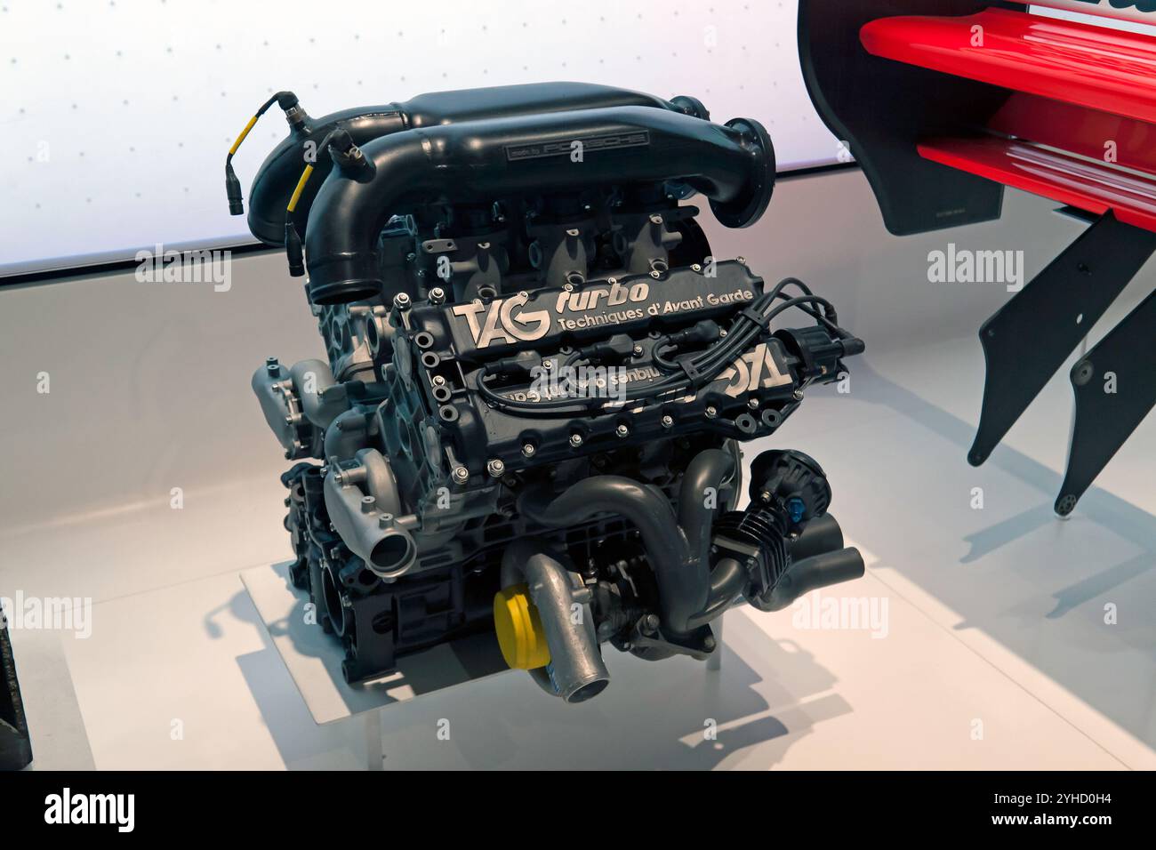 Close-up of a 1984, TTE PO1, 1.5-Litre Porsche-TAG, Turbocharged Engine ...