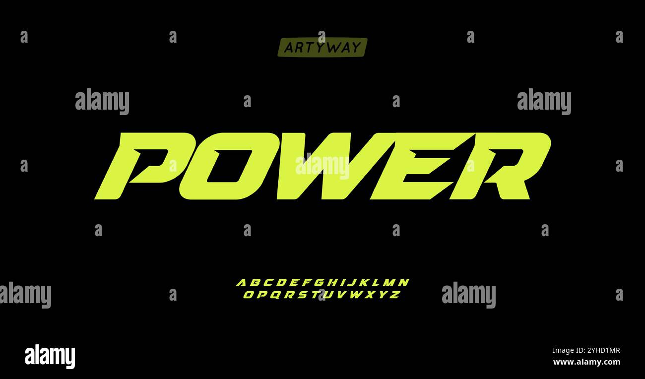 Sporty italic alphabet, wide bold font for powerful dynamic lettering ...