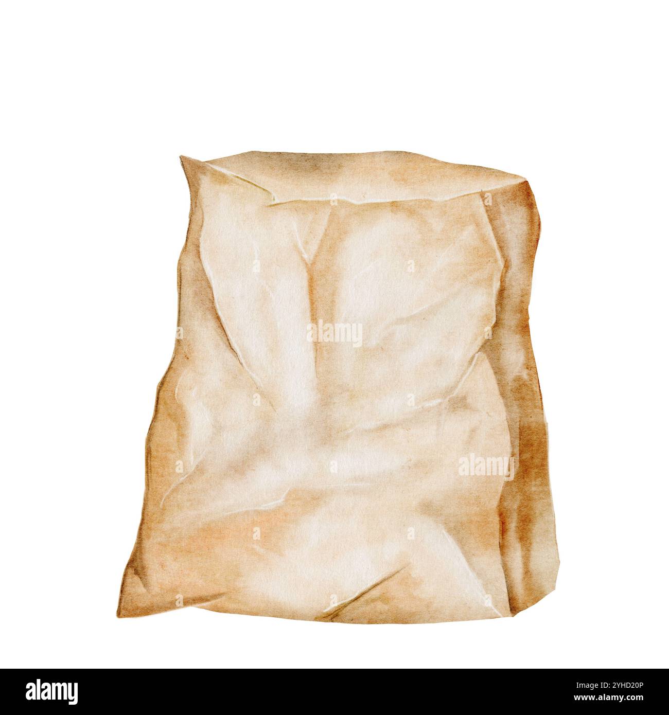 Paper bag empty watercolor. Hand drawn eco friendly packaging on white ...