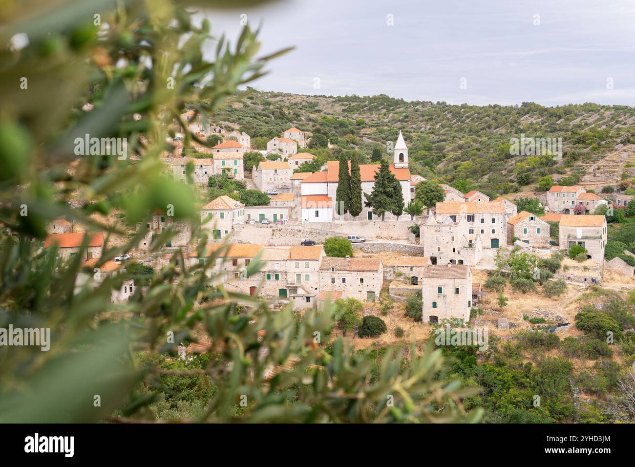 View of ancient Velo Grablje village located not far from Hvar town ...