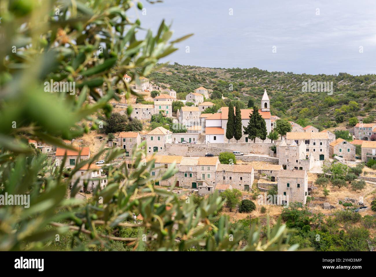 View of ancient Velo Grablje village located not far from Hvar town ...