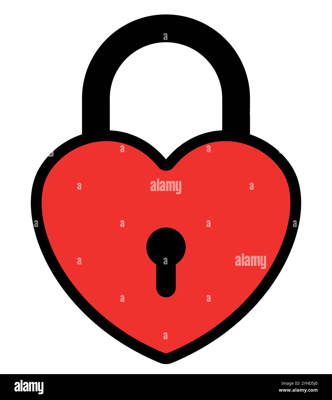red heart shaped padlock, color vector illustration of locked lock ...