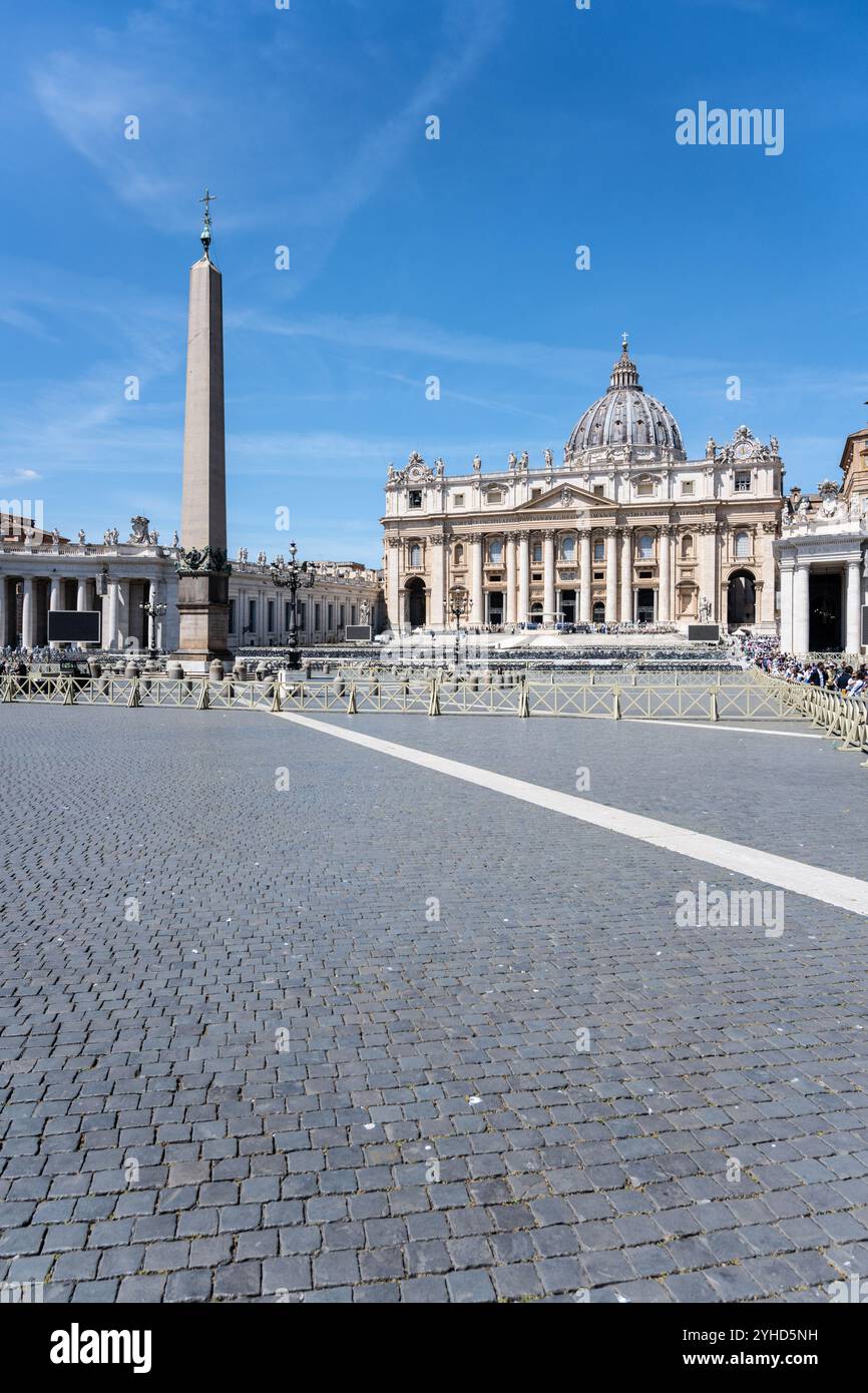 People gather at Saint Peter's Square in front of St. Peter's Basilica ...