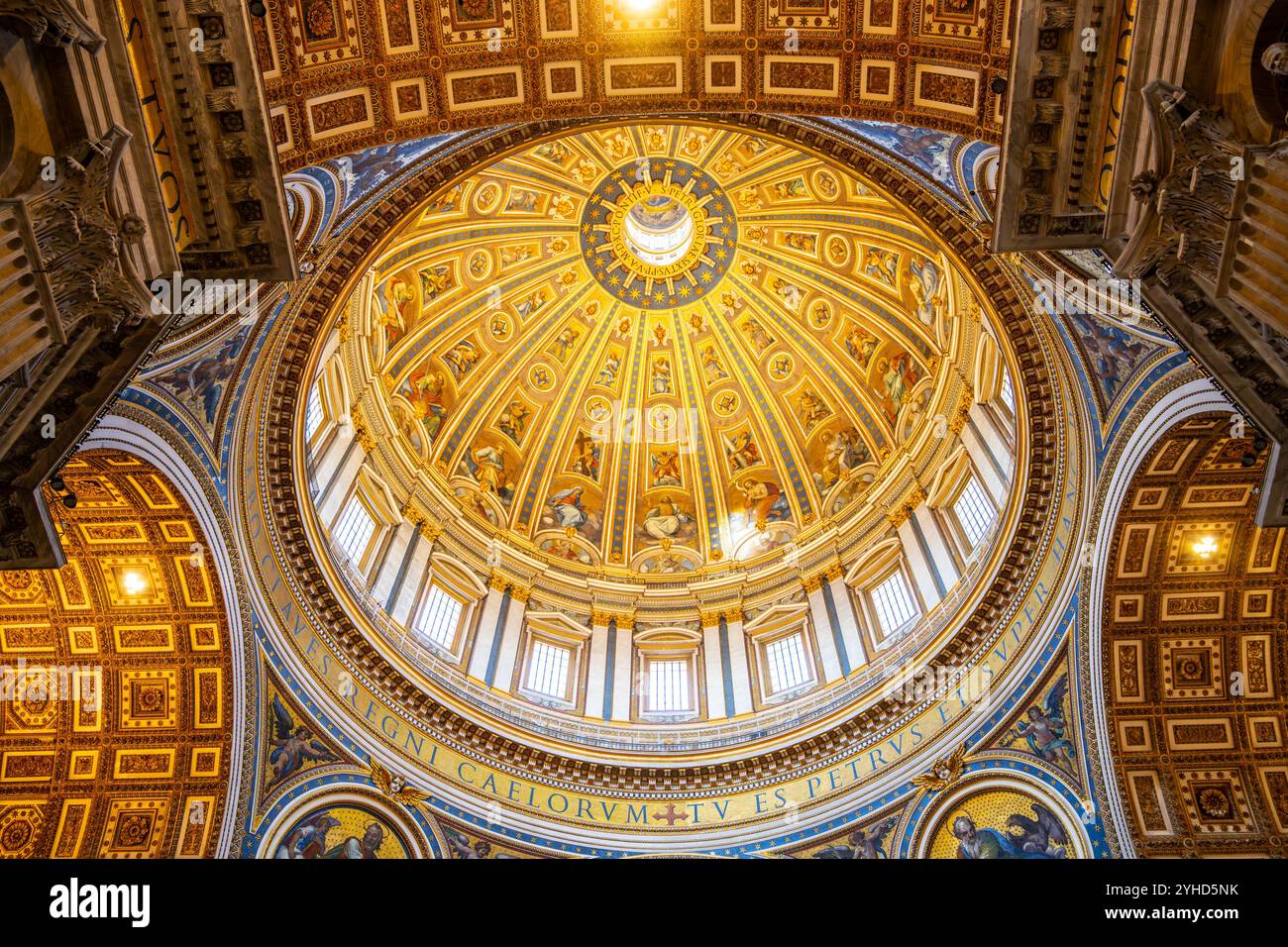 Looking upward at the magnificent dome of Saint Peter Basilica, the ...
