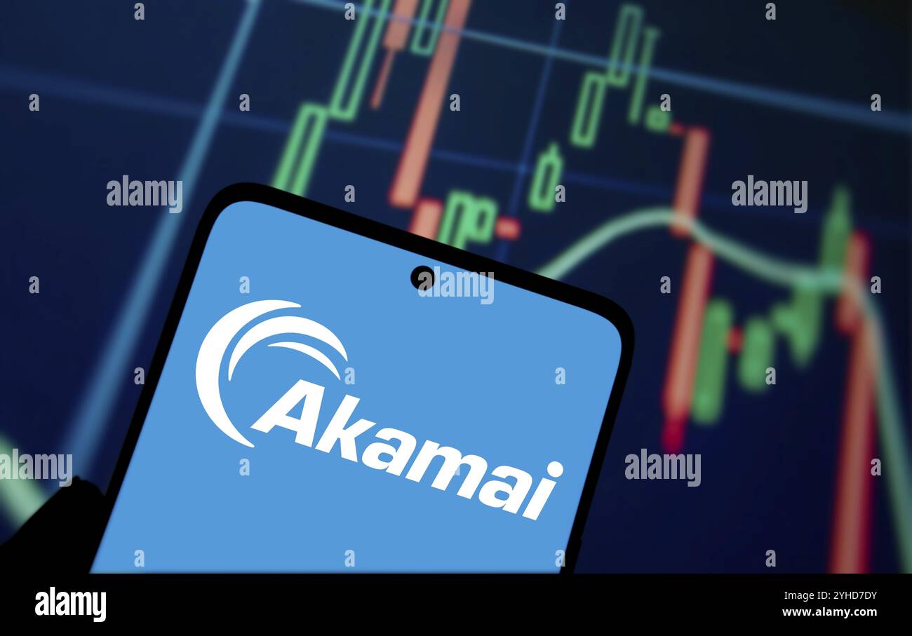 Dhaka, Bangladesh- 09 Nov 2024: Akamai logo is displayed on smartphone ...