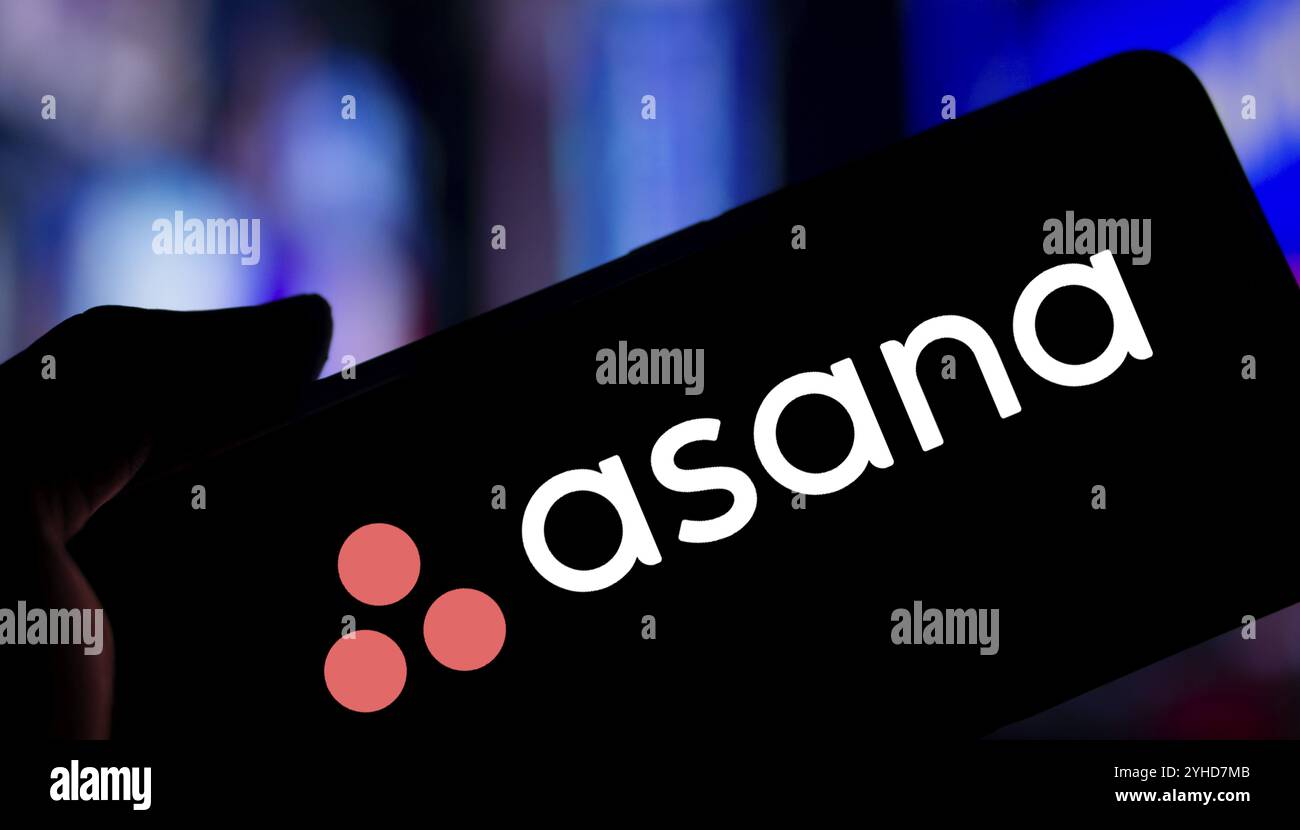 Dhaka, Bangladesh- 09 Nov 2024: Asana logo is displayed on smartphone ...