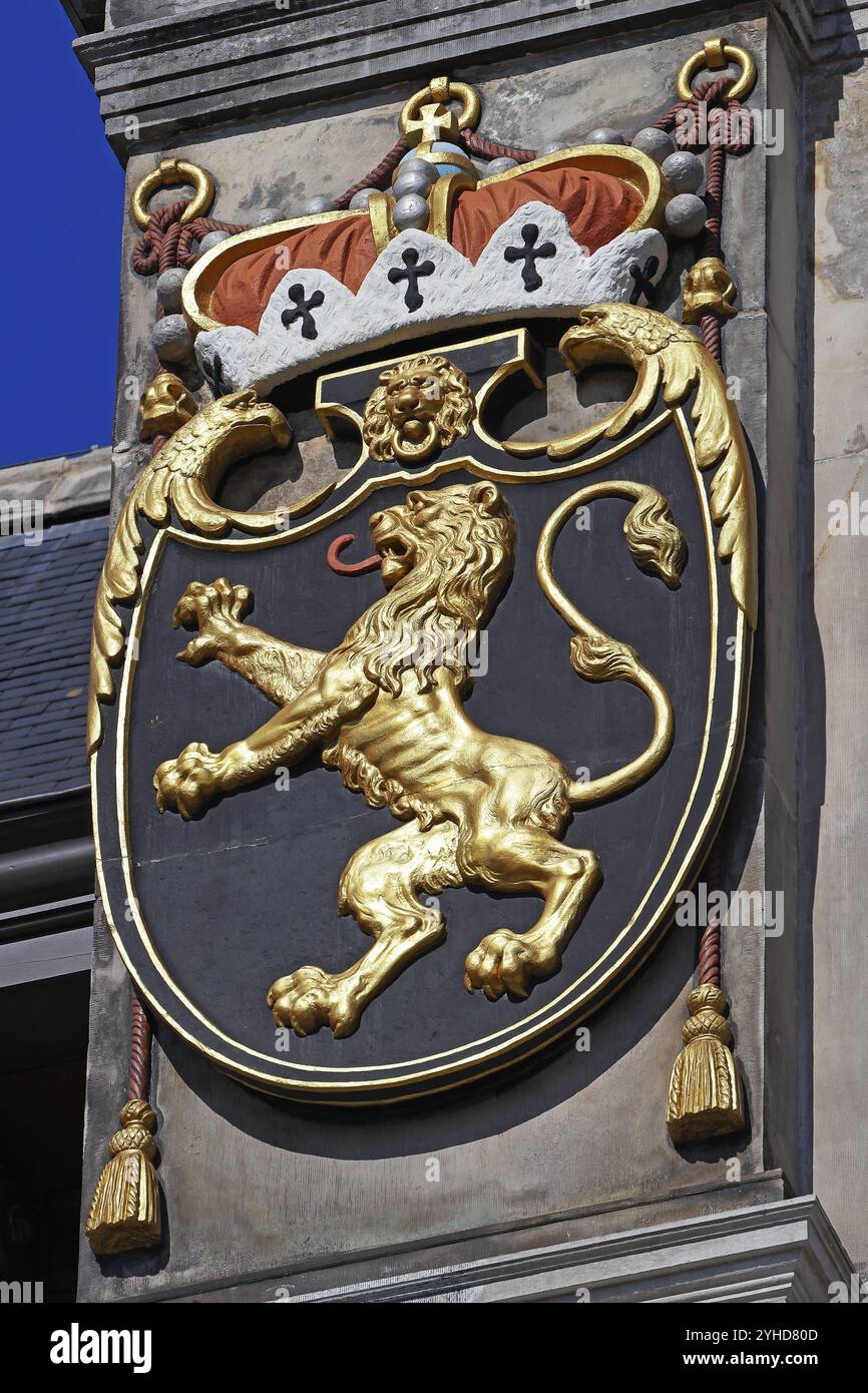 Historic City Hall Stadhuis on the Grote Markt, detailed view of the ...