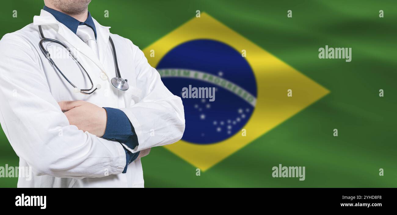 Brazilian Health and Care concept. Professional doctor on Brazilian ...