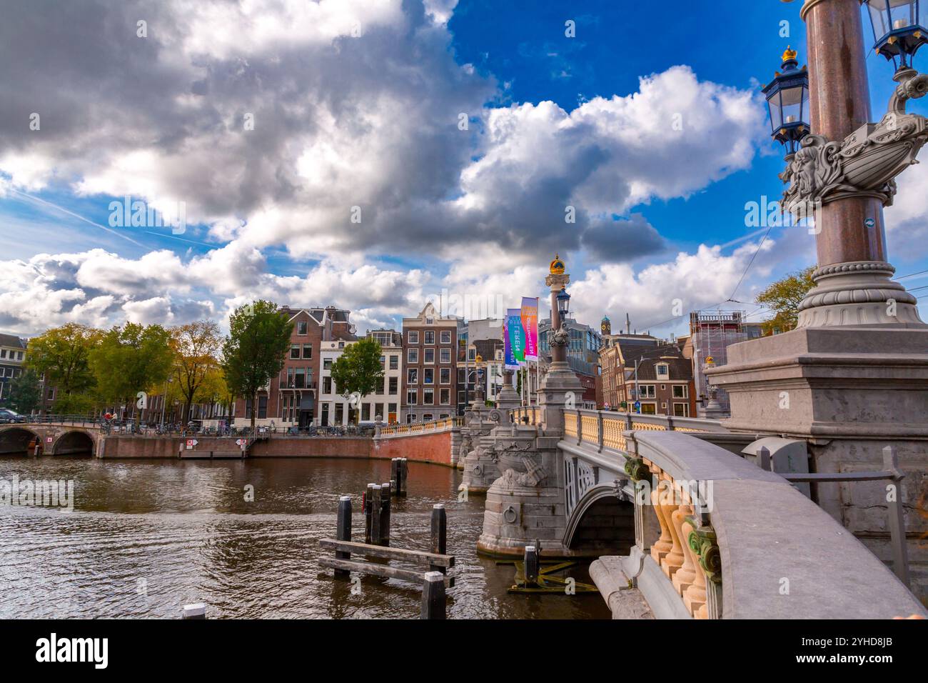 Amsterdam, NL, 11 OCT 2021: The Blauwbrug, the Blue Bridge is a ...