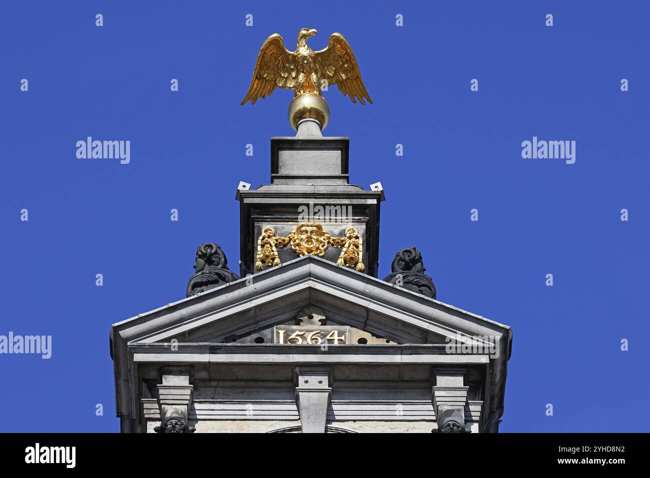 Historic City Hall Stadthuis on the Grote Markt, detailed view with ...