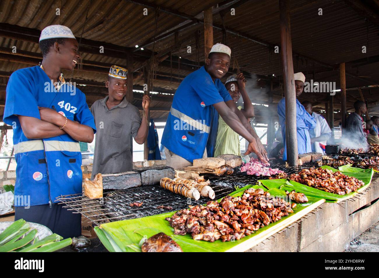 Road side roast meat market at Lukaya - Uganda Stock Photo - Alamy