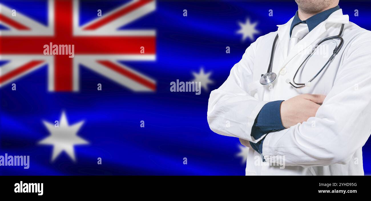 Australian Health and Care concept. Professional doctor on Australia ...