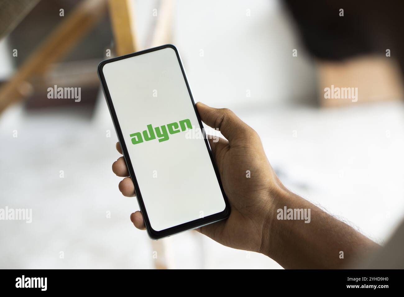 Dhaka, Bangladesh- 09 Nov 2024: Adyen logo is displayed on smartphone. Adyen is a Dutch payment ...