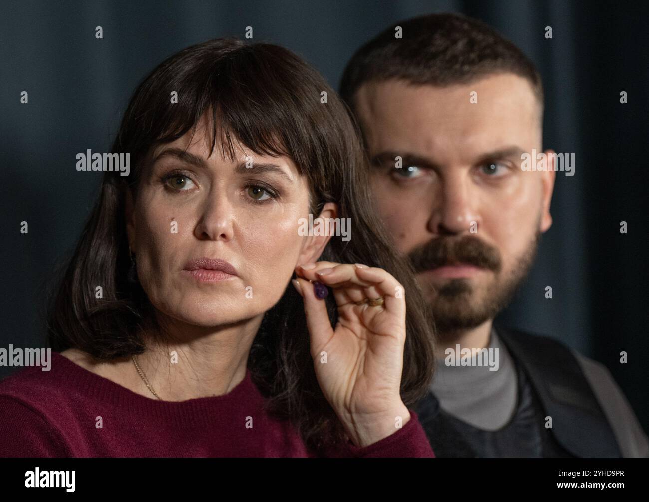 11 November 2024, Hesse, Frankfurt/Main: Actress Melika Foroutan (l ...