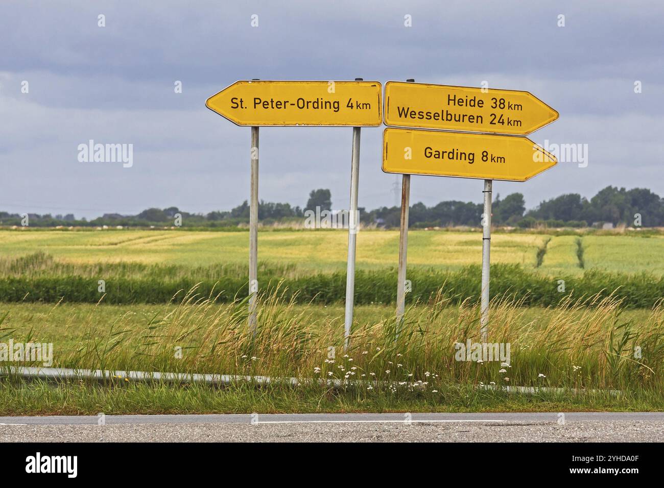 Directional road signs at a T-junction of a country road near Sankt ...