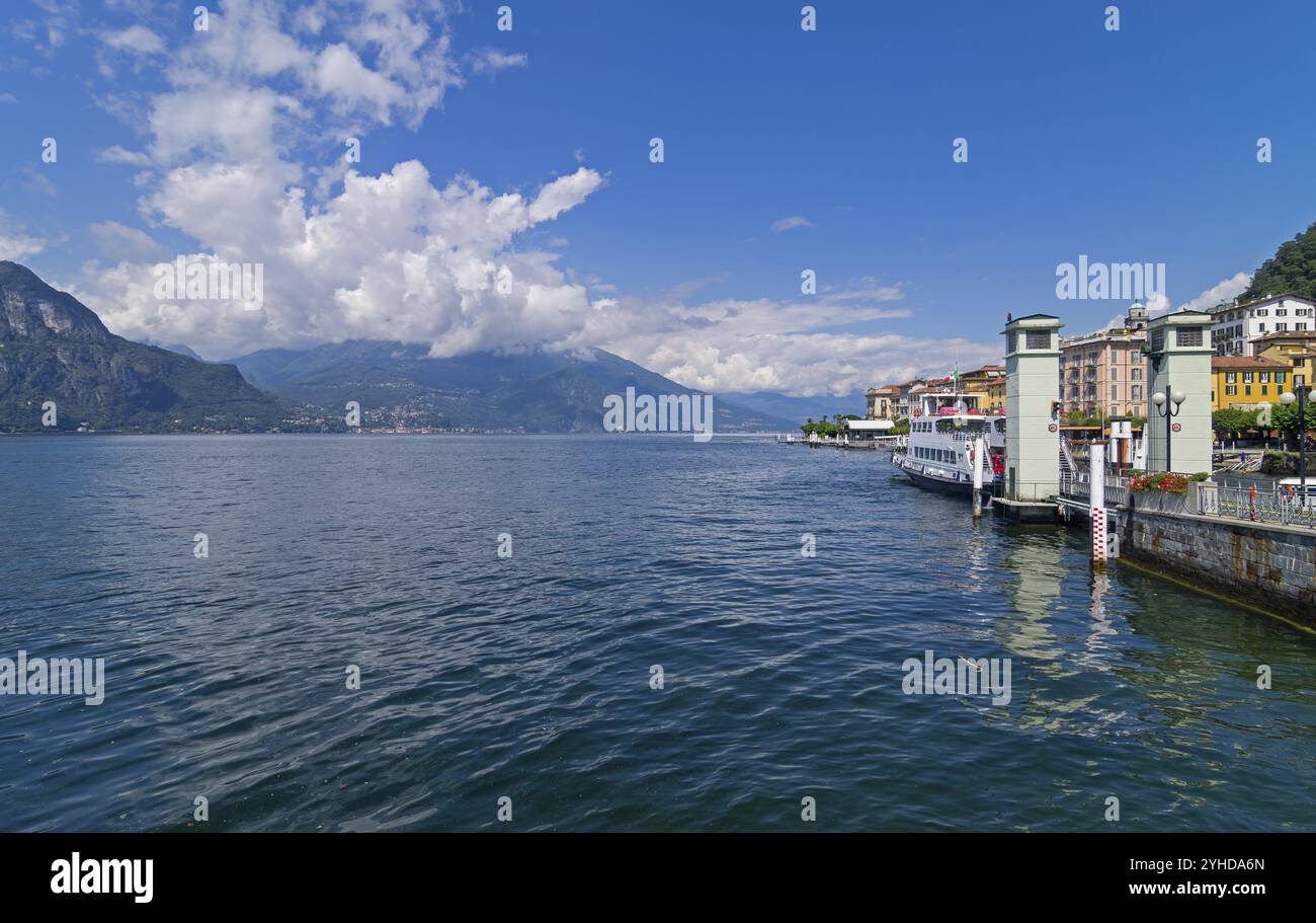 Views of Lake Como from the ferry station in the city of Bellagio ...
