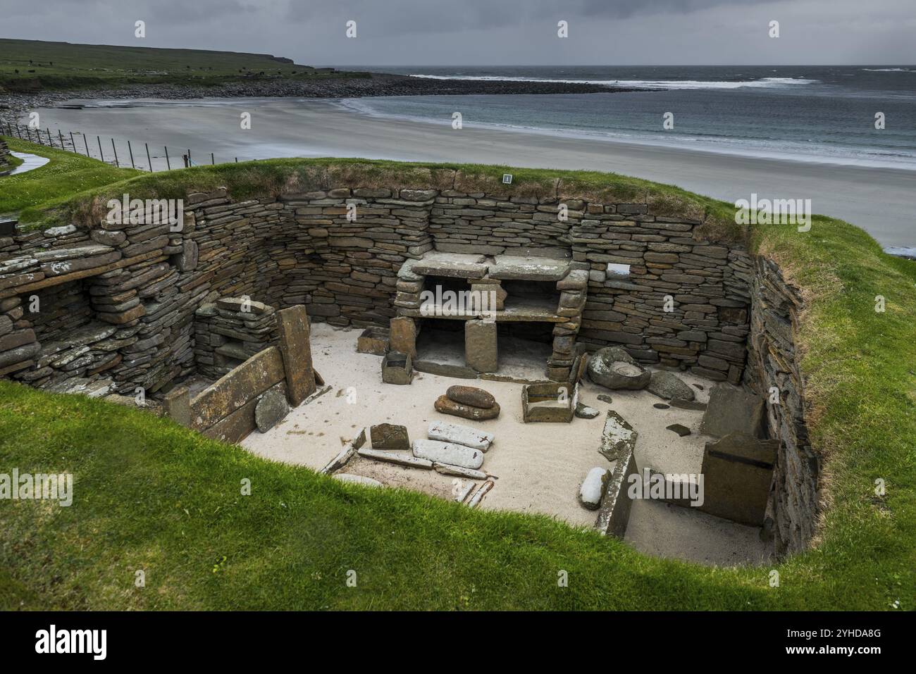 Excavation, Neolithic building, Skara Brae, Orkney Islands, Scotland ...