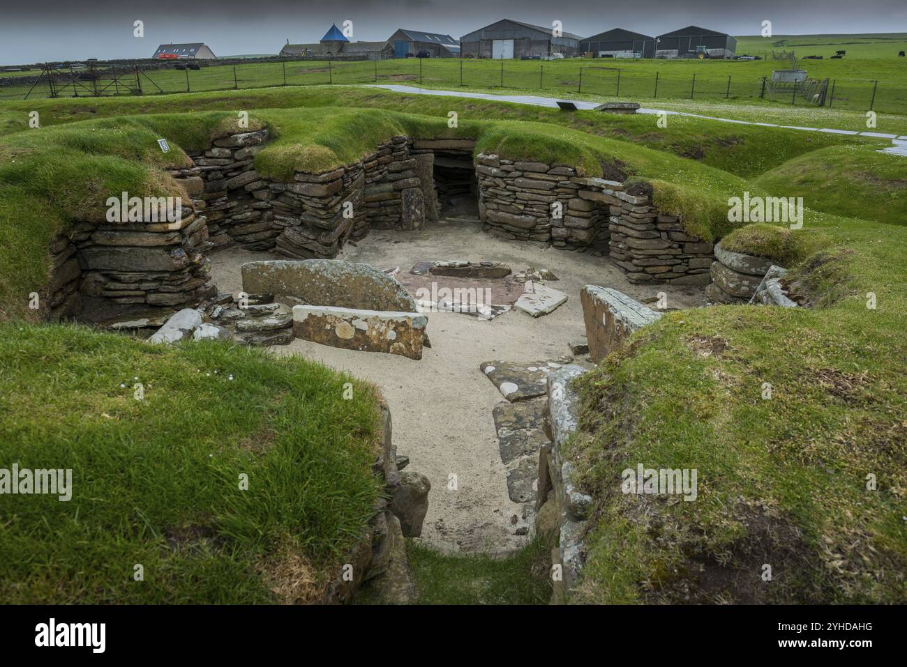 Excavation, Neolithic building, Skara Brae, Orkney Islands, Scotland ...