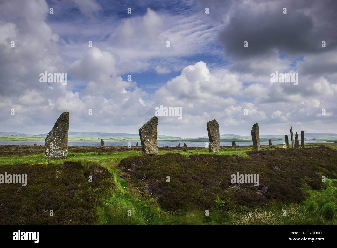 Neolithic stone circle, partial view, Ring of Brodgar, Mainland, Orkney ...