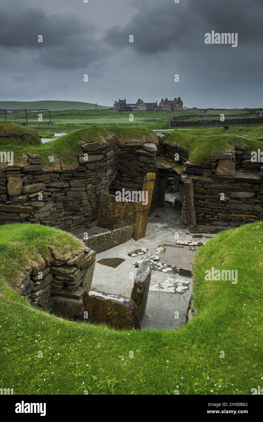 Excavation, Neolithic building, Skara Brae, Orkney Islands, Scotland ...